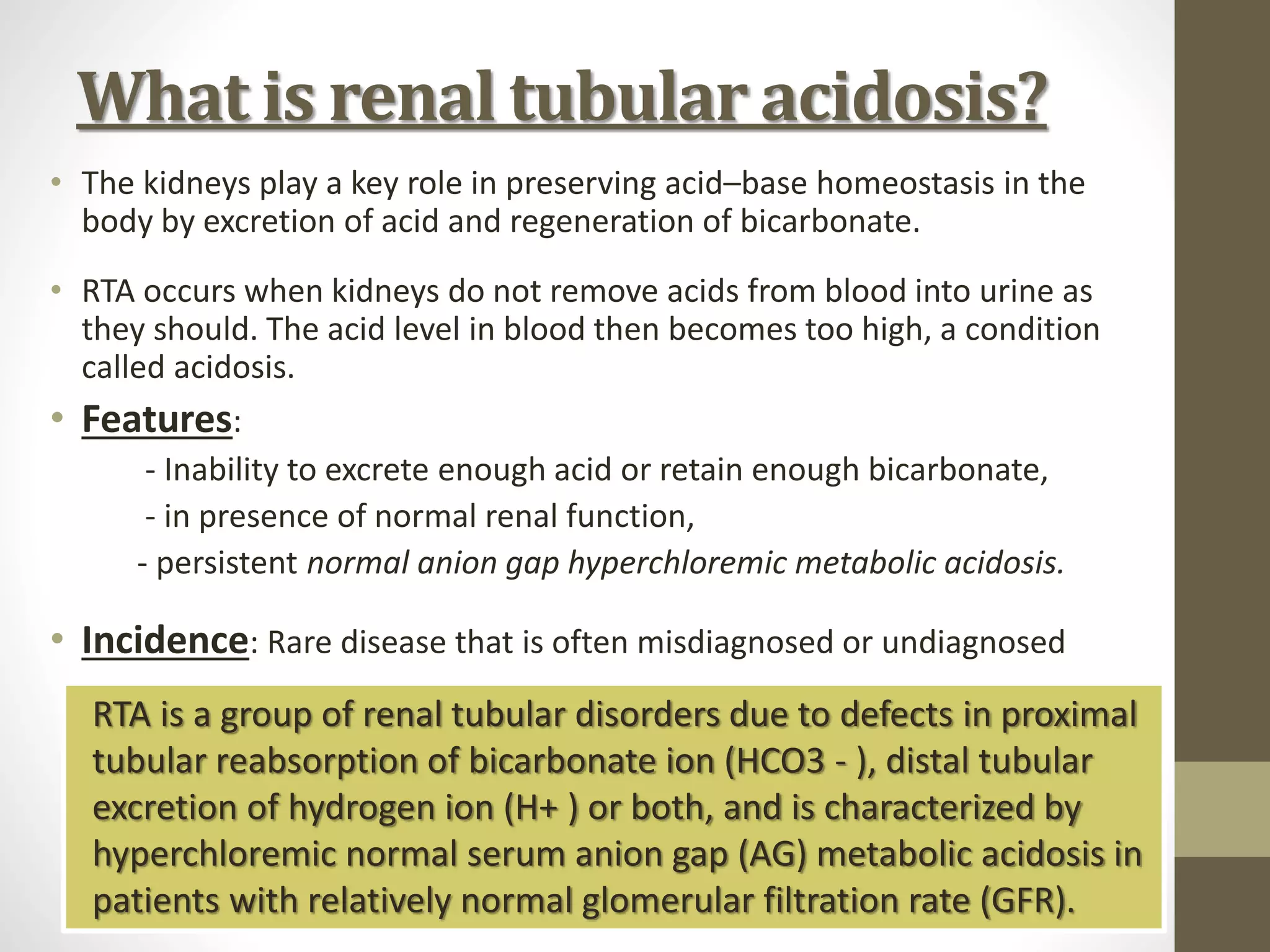 RENAL TUBULAR ACIDOSIS IN CHILDREN | PPTX