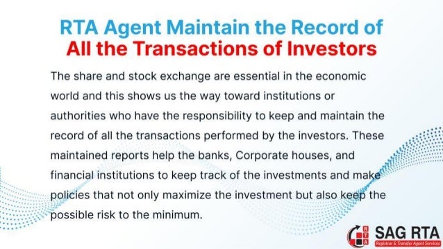 Responsibilities to Keep Records of Investors Through RTA Agent | PDF