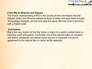 Rta In The Rig Veda - Dharma meaning in english | PPTX
