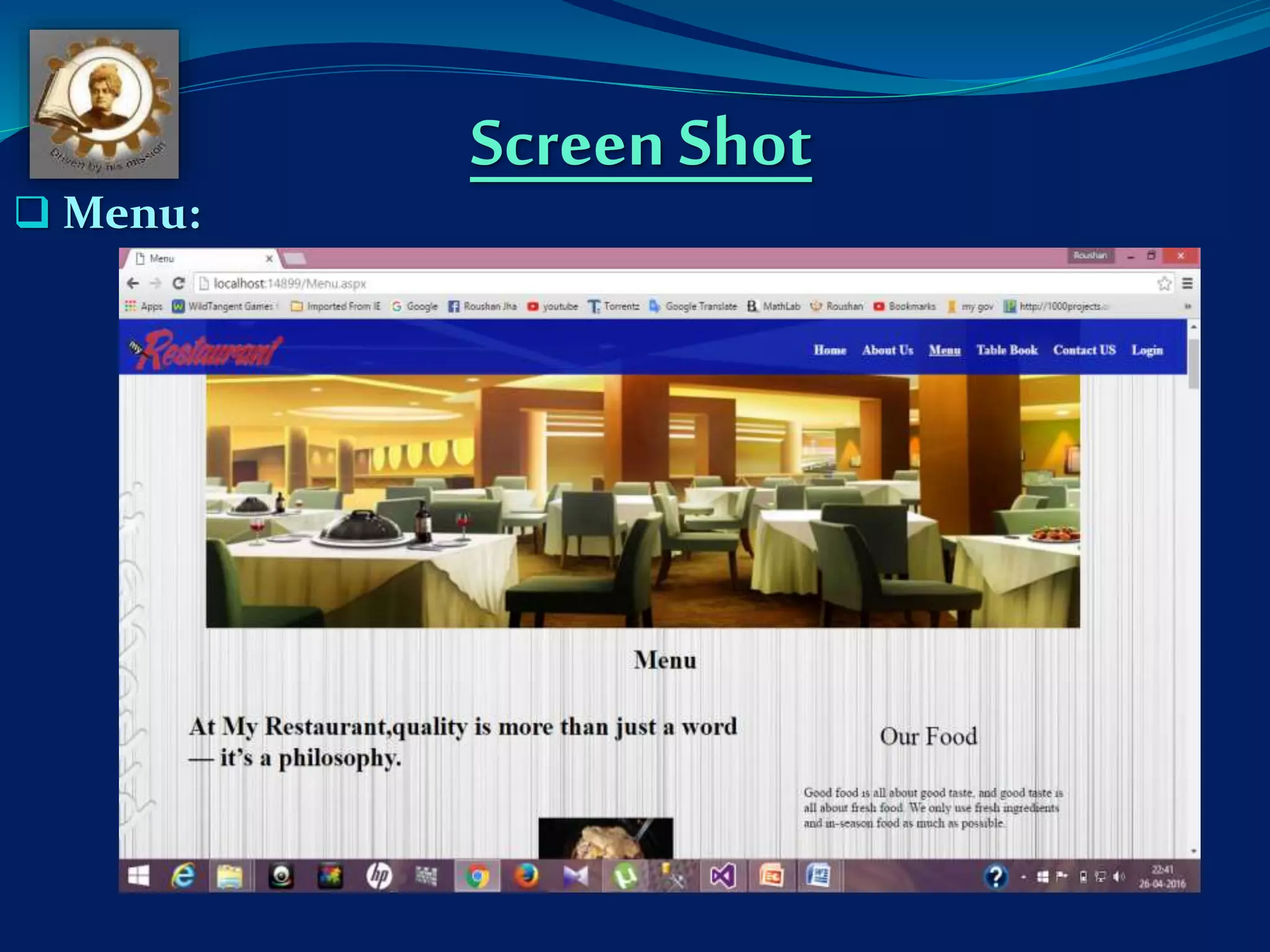 Restaurant Table Booking And Billing | PPTX