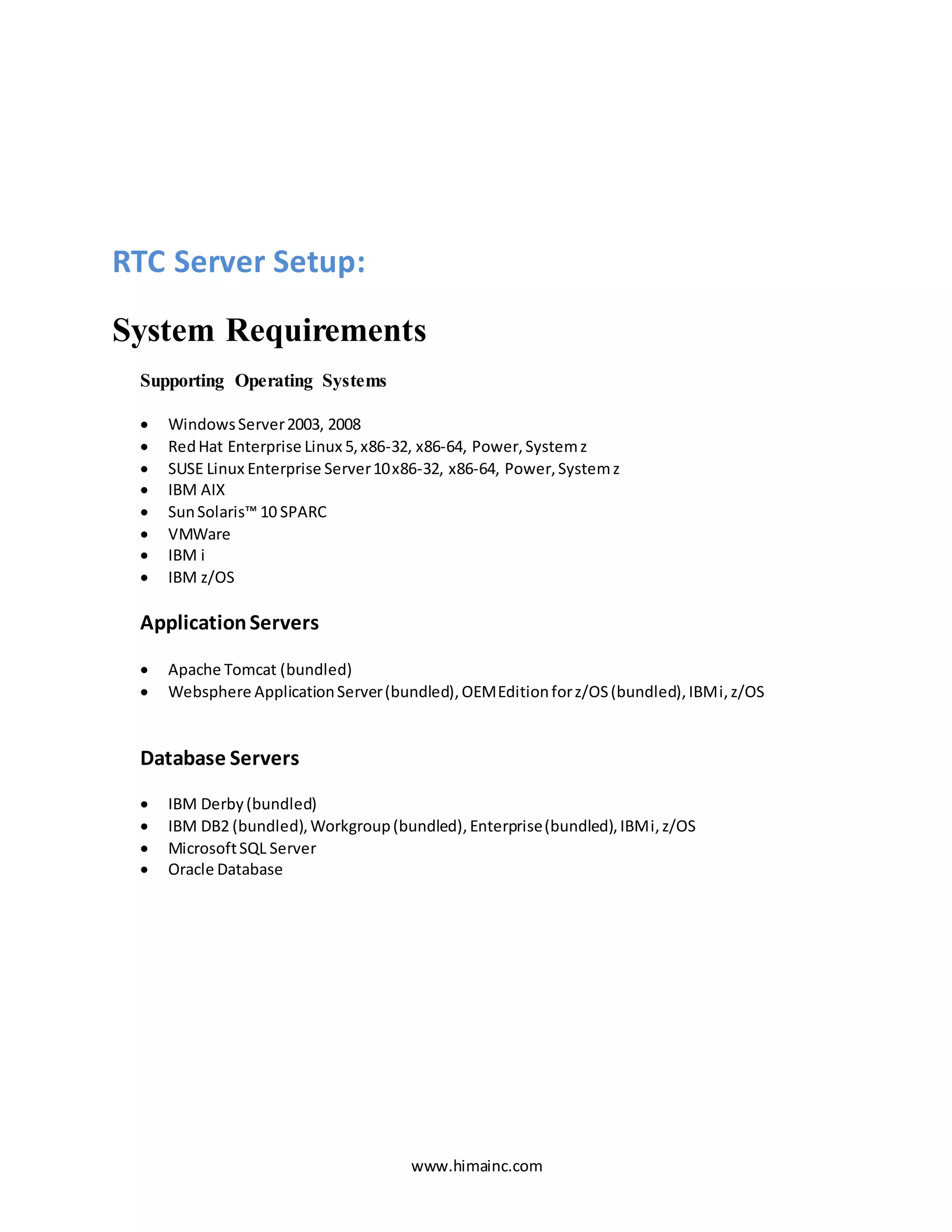 Rational Team Concert (RTC) installation and setup guide | PDF