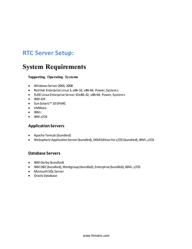 Rational Team Concert (RTC) installation and setup guide | PDF