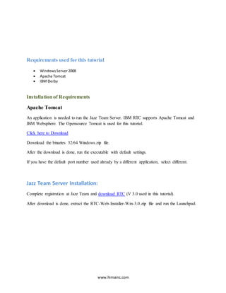 Rational Team Concert (RTC) installation and setup guide | PDF