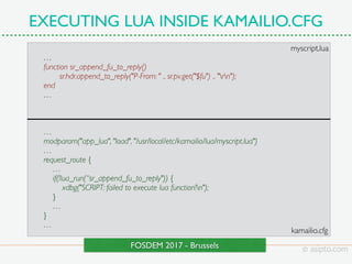 FOSDEM 2017 - RTC Services With Lua and Kamailio | PPT