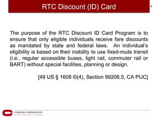 BART Regional Transit Connection Discount Card Program | PPT | Rail ...