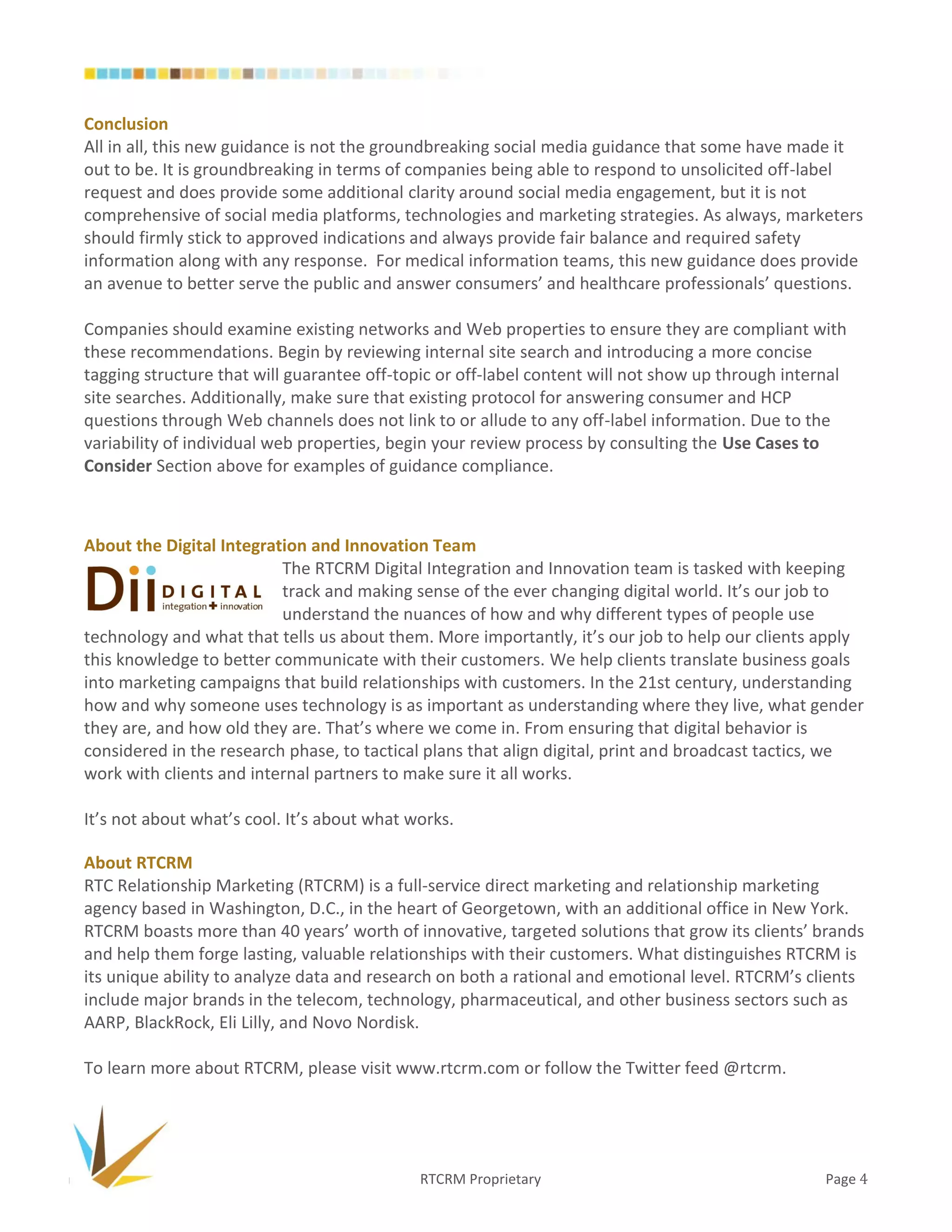 Dii POV: FDA Off-Label Guidance | PDF | Recalls | Consumer Issues