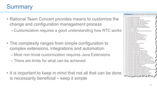 Rational Team Concert Process Customization - What you can and cannot ...