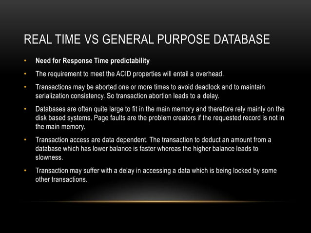 Rt databases vs general purpose tsp | PPTX | Databases | Computer ...