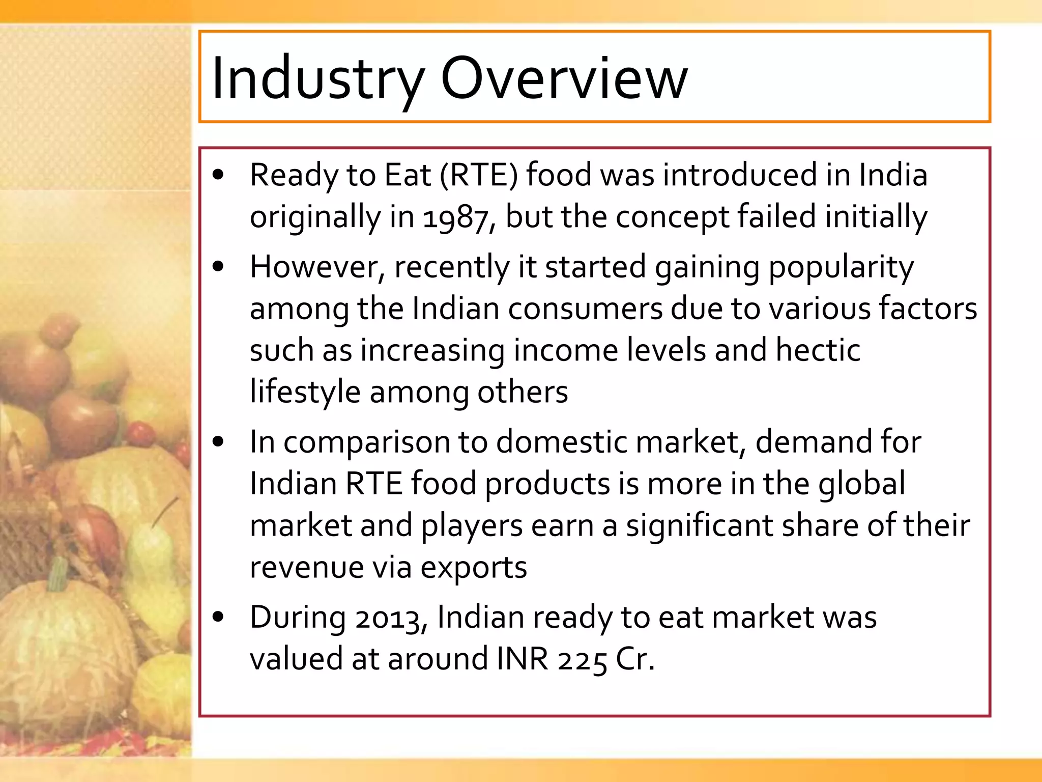 Ready To Eat (RTE) Market In india from a consumer Behaviour ...