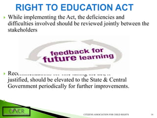 Right to Education Act in India-Citizen Association For Child Rights | PPTX