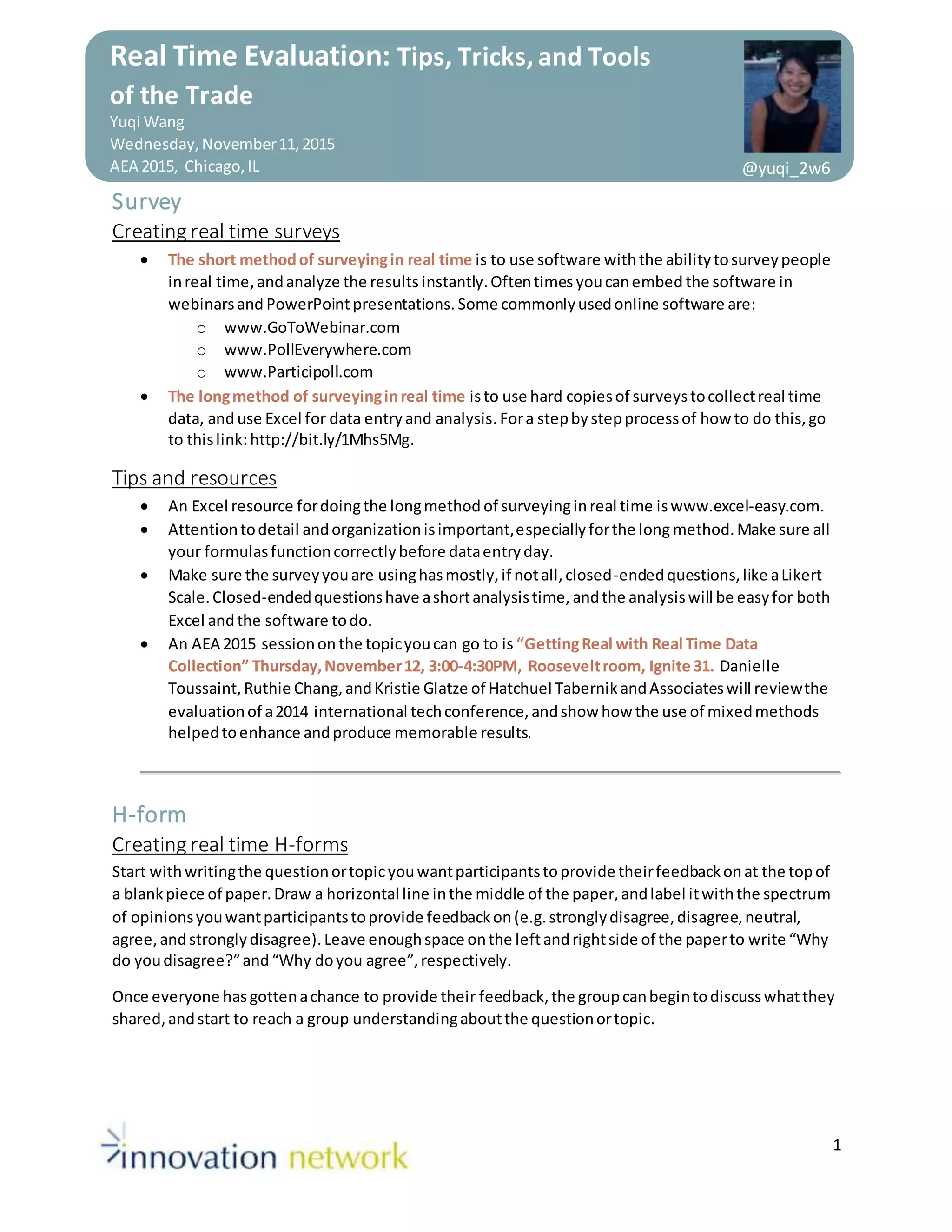 Real Time Evaluation Handout | PDF