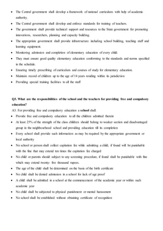 RTE Act Important Information | PDF