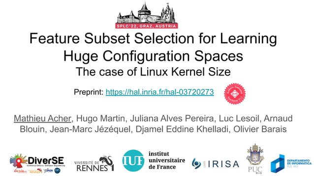 Feature Subset Selection For Learning Huge Configuration Spaces The