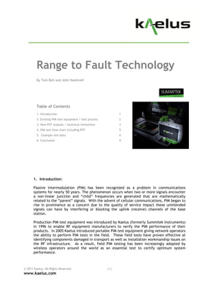Range to Fault for PIM Testing (Kaelus white paper) | PDF | Technology ...
