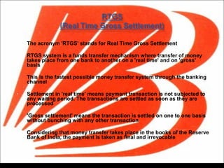 RTGS & NEFT by ROHAN PRAKASH @ BMSB | PPT