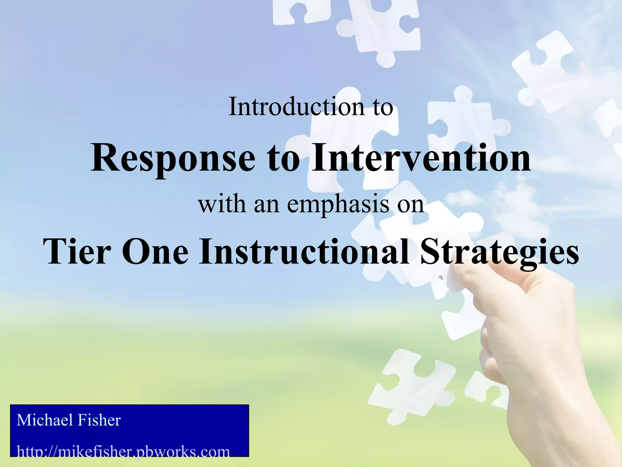 Response To Intervention - Tier One Strategies | PPT