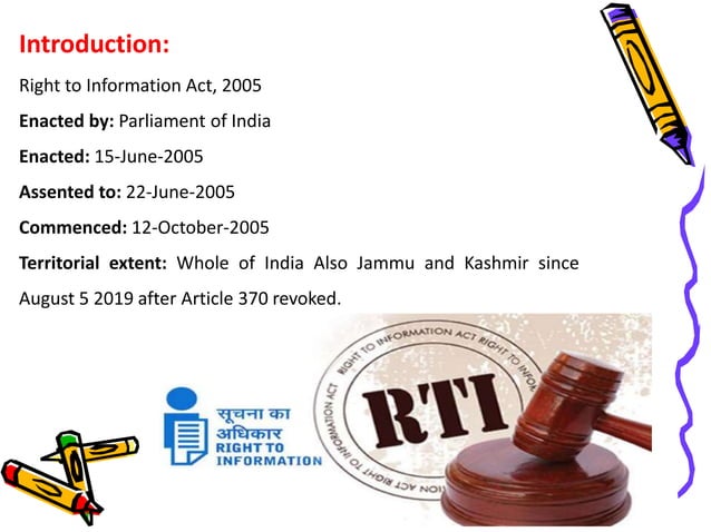 RTI Act 2005. | PPTX | Law