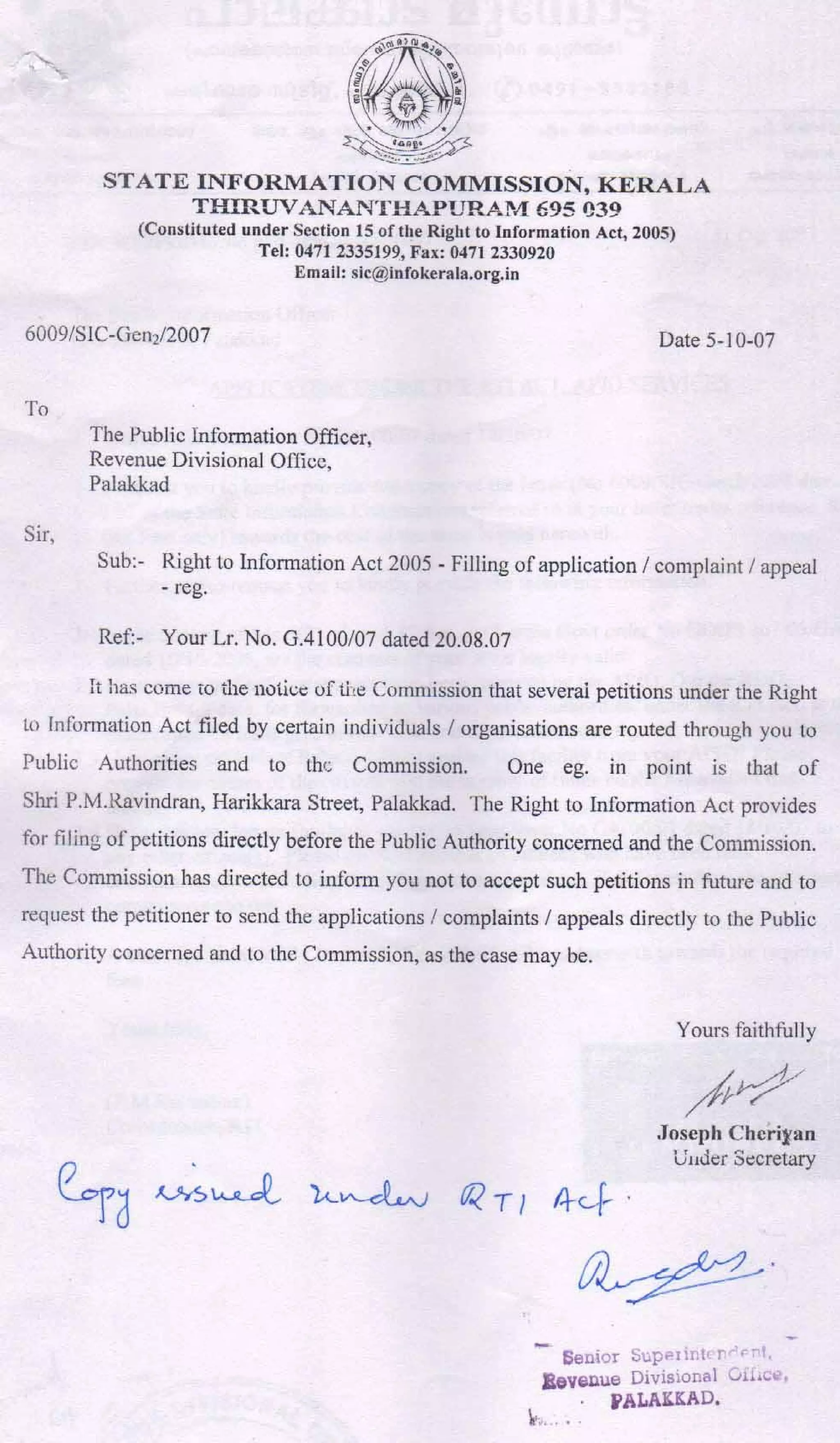 Rti letter from ksic in violation of act-051007 | PDF