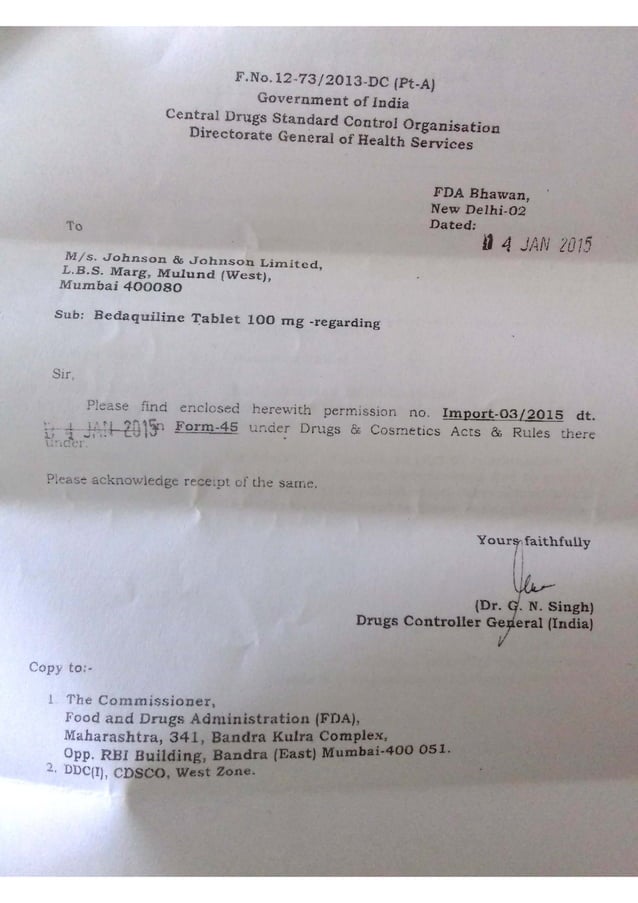 DCGI Approval for Bedaquiline | PDF | Pharmaceutical Drugs | Medical Health