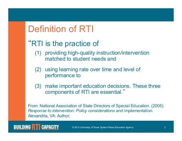 Building RTI Capacity