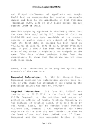 RTI dated 22.04.2018 against Department of Justice | PDF