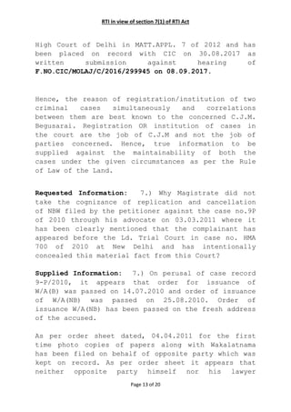 RTI dated 22.04.2018 against Department of Justice | PDF