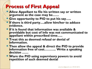 Right to Information Act & first appeals | PPT