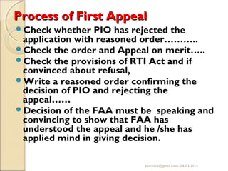 Right to Information Act & first appeals | PPT