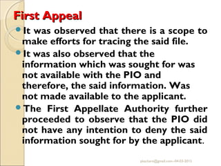 Right to Information Act & first appeals | PPT