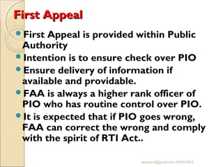 Right to Information Act & first appeals | PPT