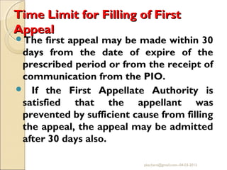 Right to Information Act & first appeals | PPT