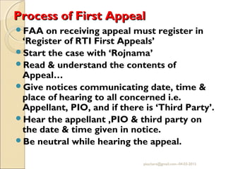 Right to Information Act & first appeals | PPT