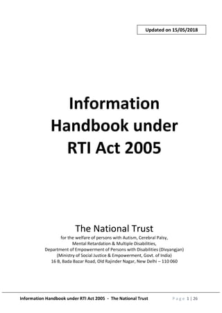 RIGHT TO INFORMATION MANUAL 2018 uploaded T James Joseph Adhikarathil ...