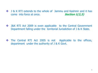 J&K RTI Act 2009 | PPTX