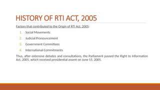 RTI Presentation containing it origin, summary etc | PPT