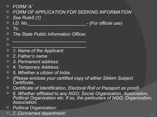 RTI Sikkim Rules ppt | PPT