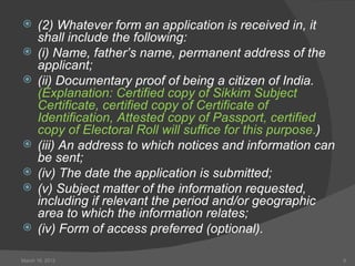 RTI Sikkim Rules ppt | PPT