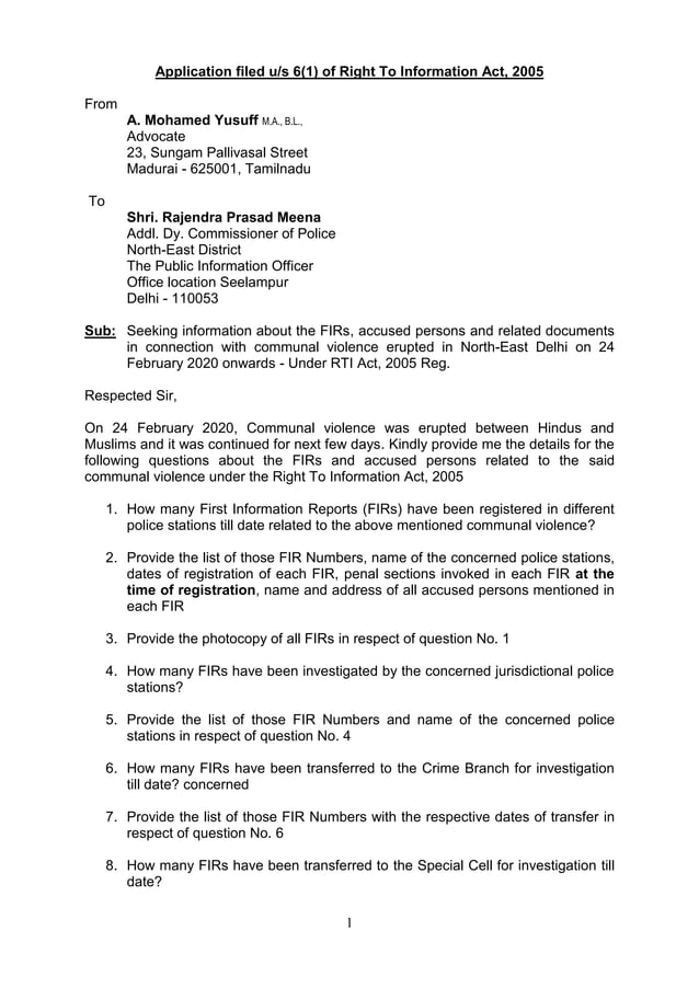 Rti to delhi police adc ne 19.6.20
