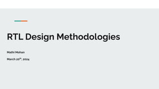 RTL Design Methodologies_Object Automation Inc | PDF | Programming Languages | Computing