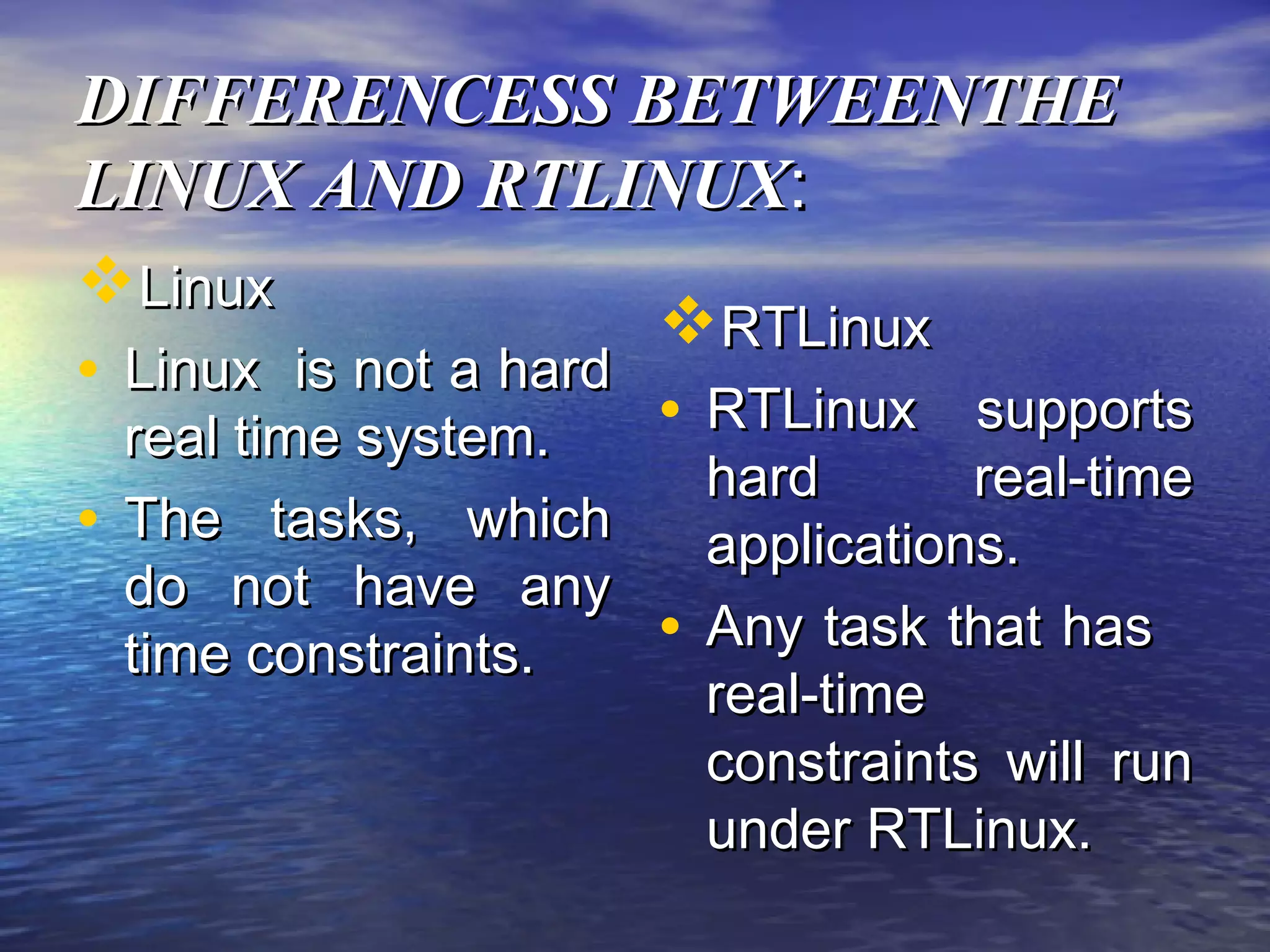 RT linux | PPT | Operating Systems | Computer Software and Applications