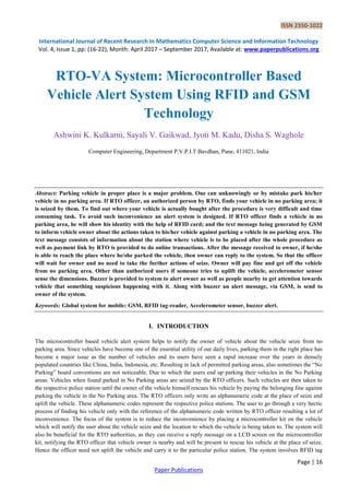 RTO-VA System: Microcontroller Based Vehicle Alert System Using RFID ...