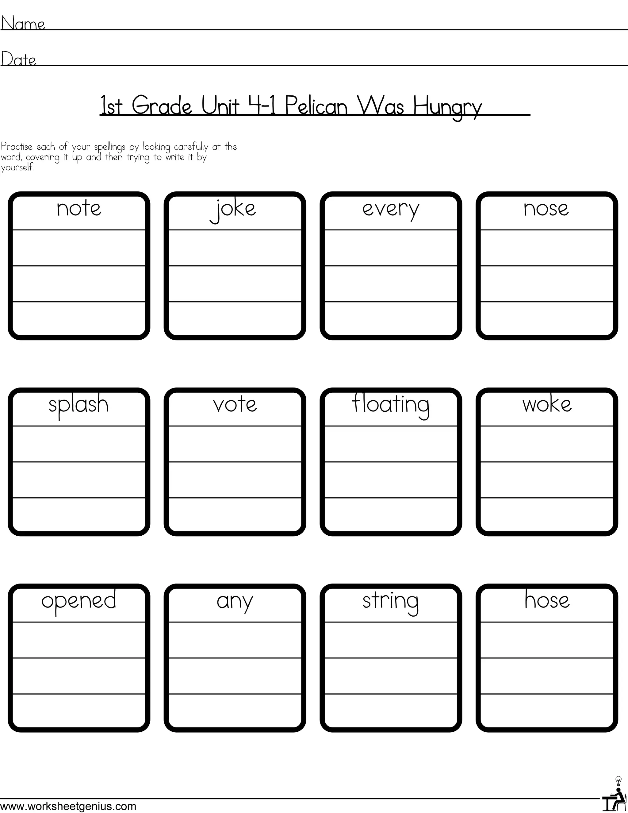1st Grade Unit 4-1 spelling for Pelican was Hungry | PDF
