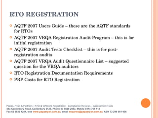 RTO And CRICOS Registration Seminar | PPT