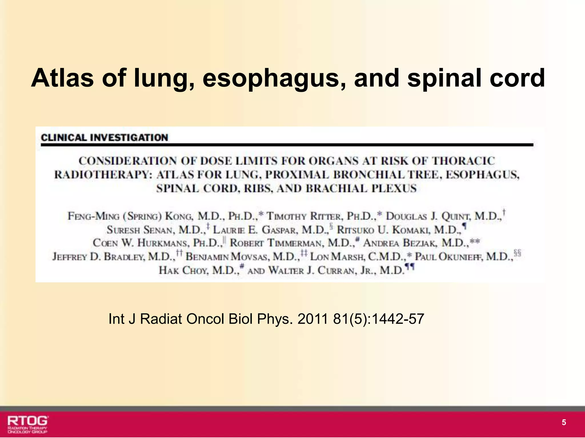 RTOG 1106 OAR Atlas Thoracic Radiation Therapy.ppt