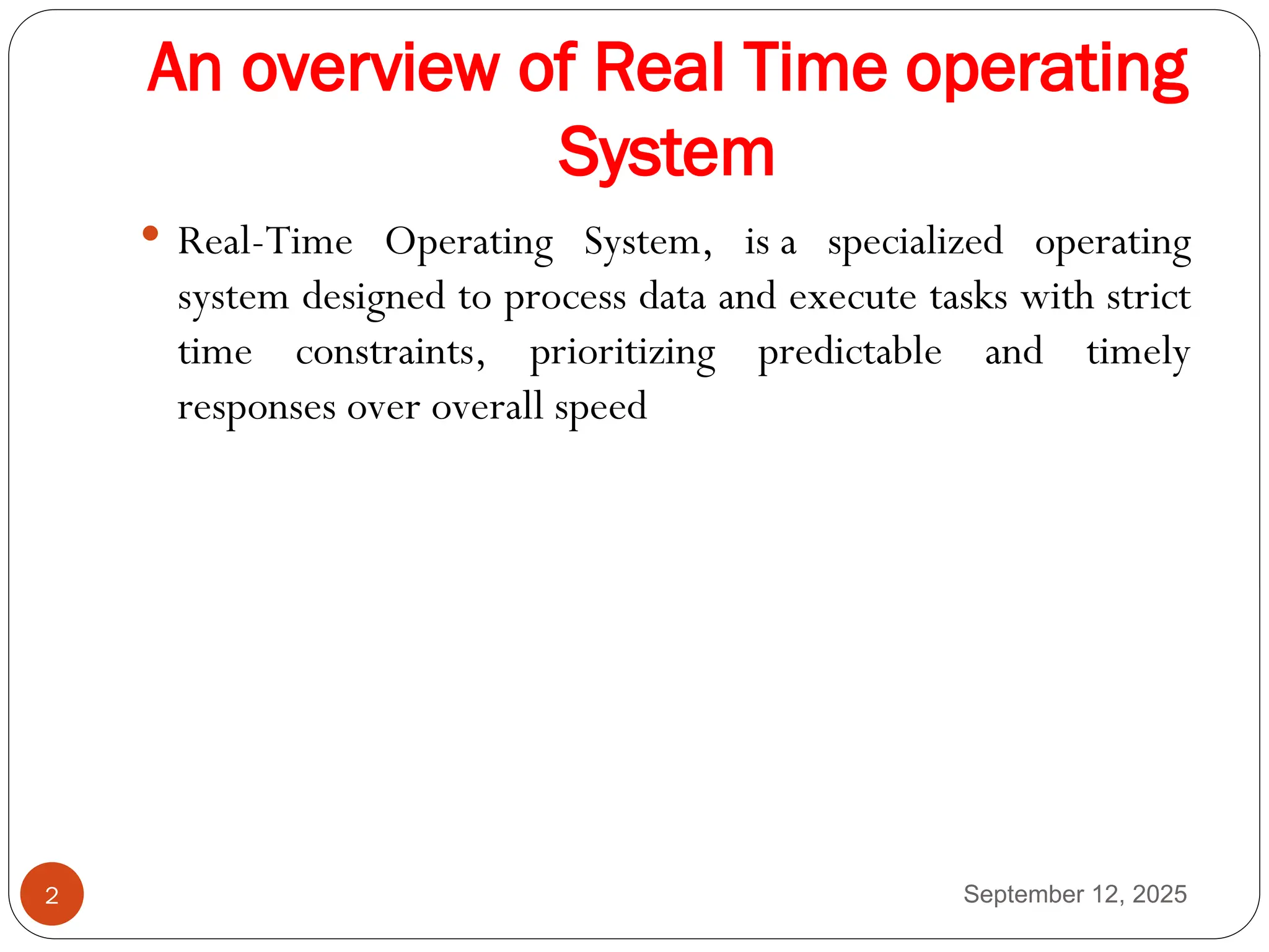 Introduction to Real Time Operating Systems(RTOS) | PPT