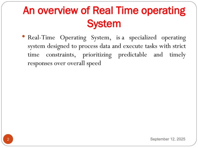 Introduction to Real Time Operating Systems(RTOS) | PPT