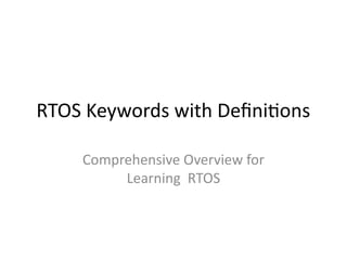 Real Time Operating Systems Basic Definitions | PPTX