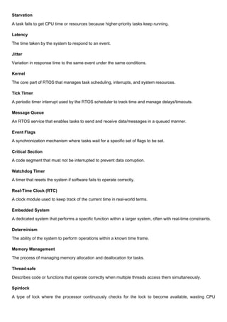 RTOS Keywords with Definitions and explanation | PDF