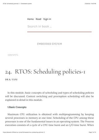 RTOS: Scheduling policies-1 – Embedded system.pdf | Operating Systems | Computer Software and ...