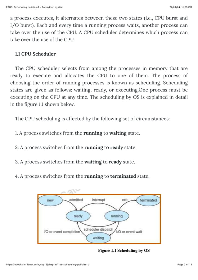 RTOS: Scheduling policies-1 – Embedded system.pdf | Operating Systems | Computer Software and ...